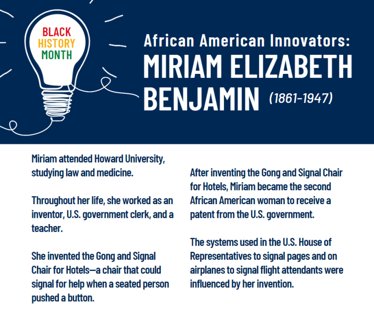 African American Innovators: Miriam Elizabeth Benjamin | Life at Leggett